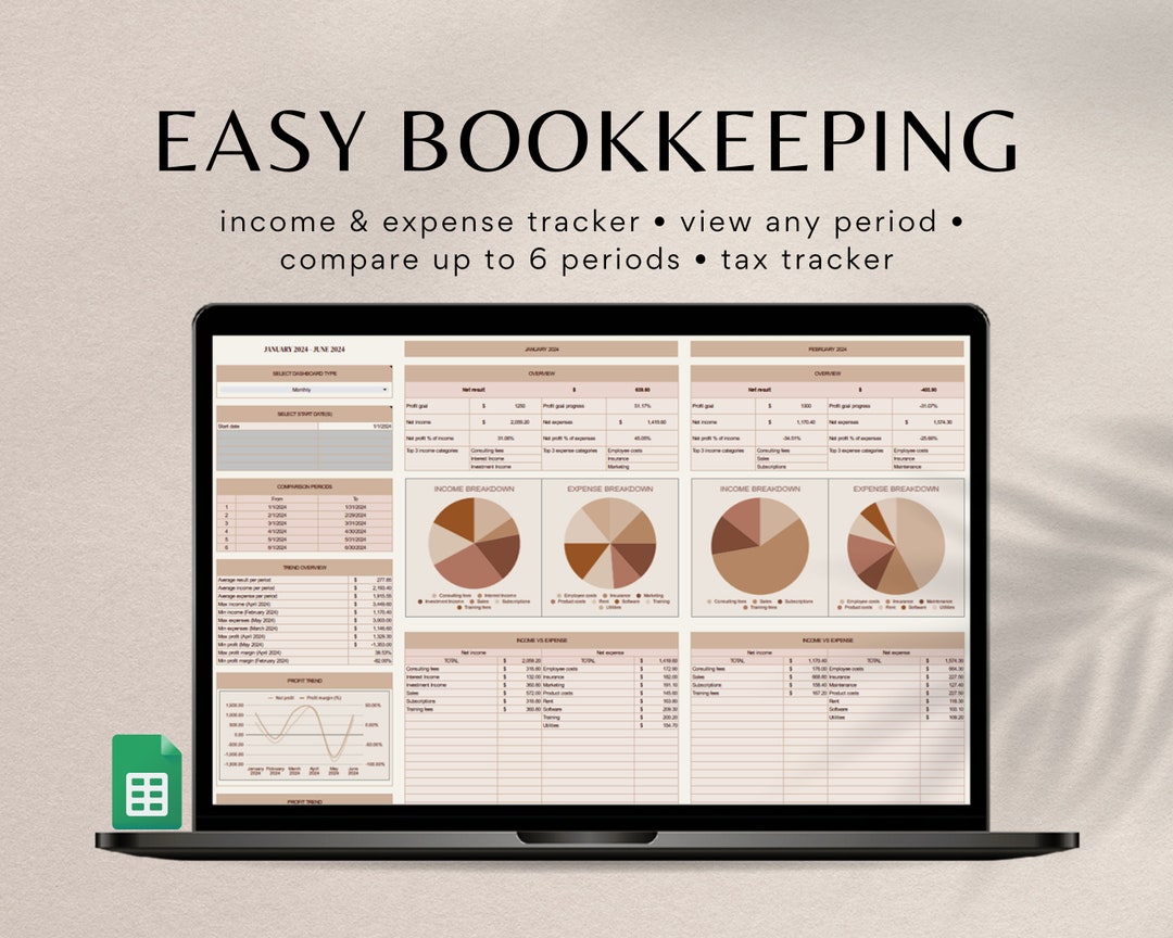 Easy Bookkeeping, Google Sheets Small Business Accounting Spreadsheet ...