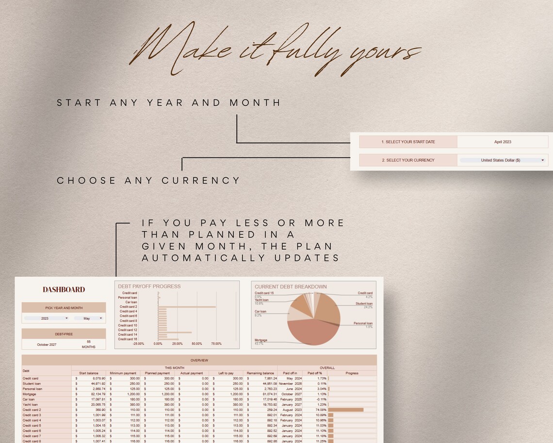 Debt Snowball Planner, Excel Budget Planner, Budget Template, Debt ...