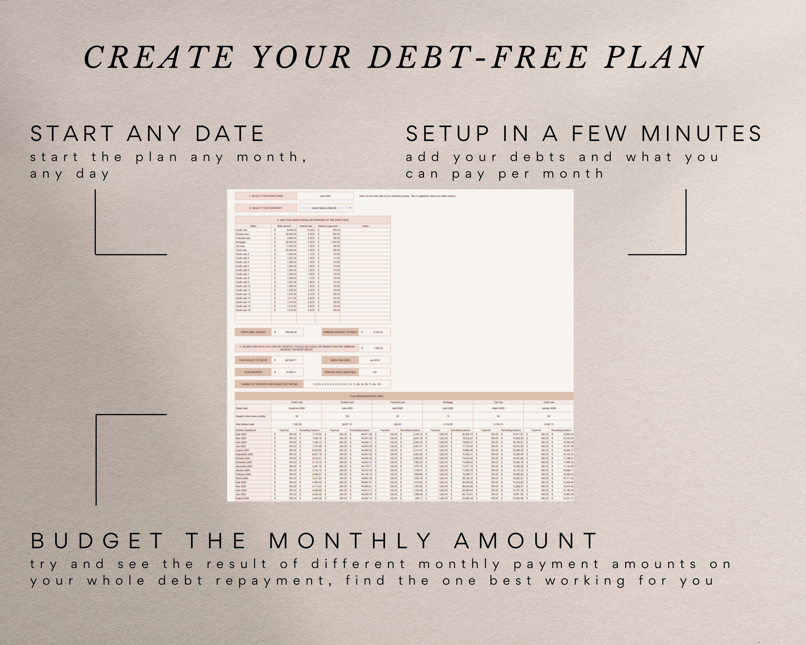 Debt Snowball Planner, Excel Budget Planner, Budget Template, Debt ...