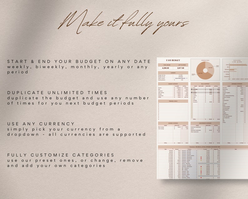 Easy Budget Planner, One Page Budget, Google Sheets Budget Planner ...