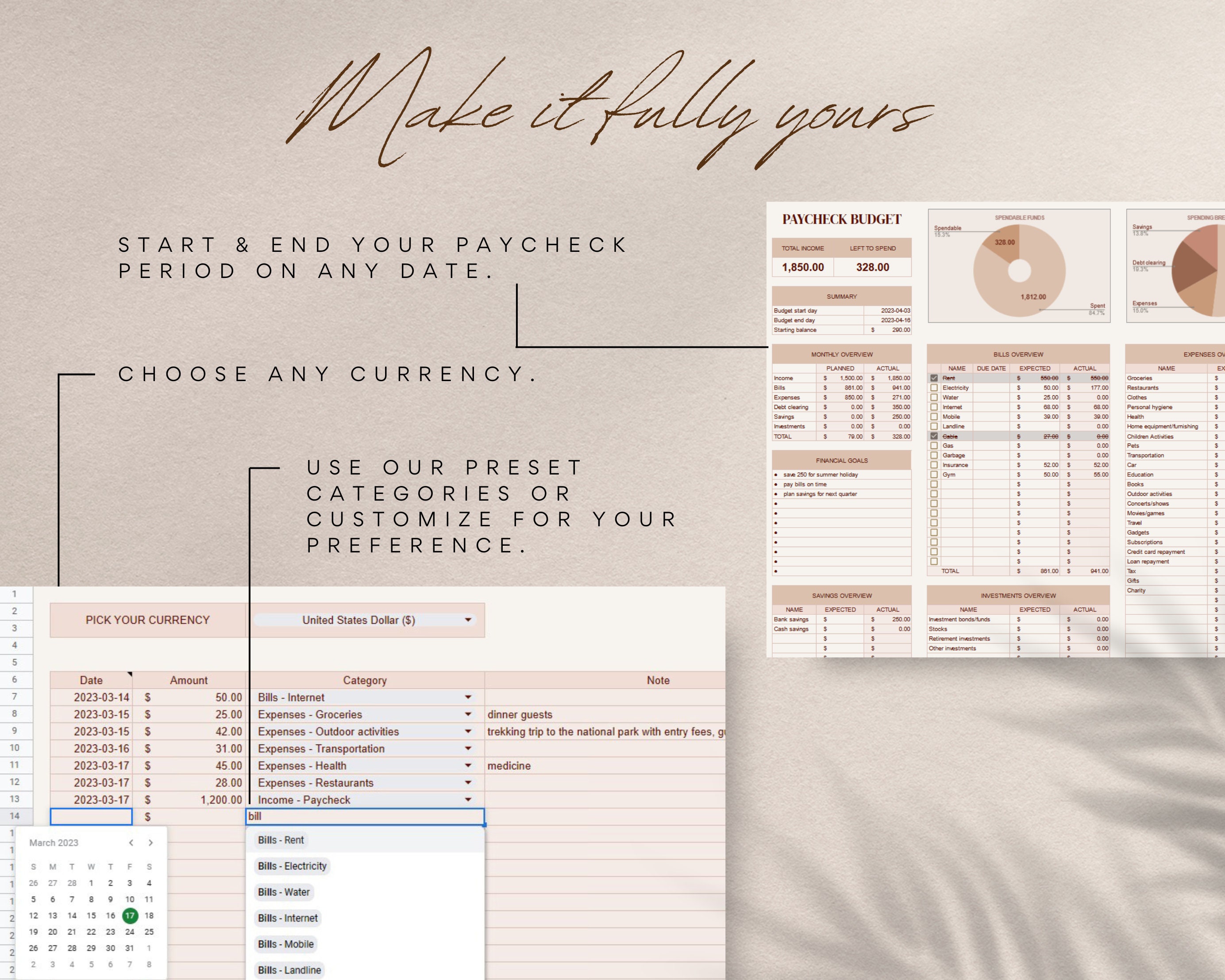 Budget by Paycheck Planner Google Sheets Budget Planner - Etsy