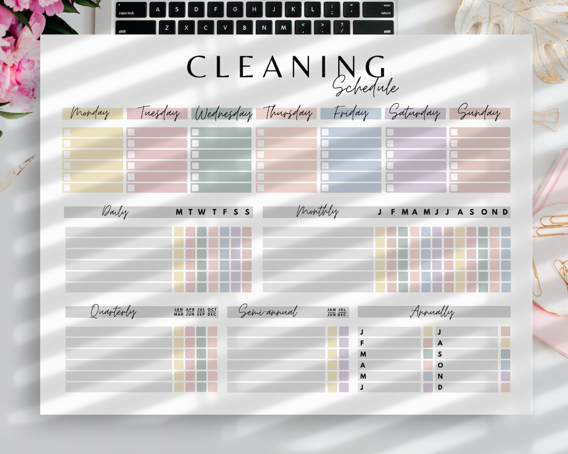 Cleaning Schedule Checklists Canva Template, Cleaning PDF, Editable PDF ...