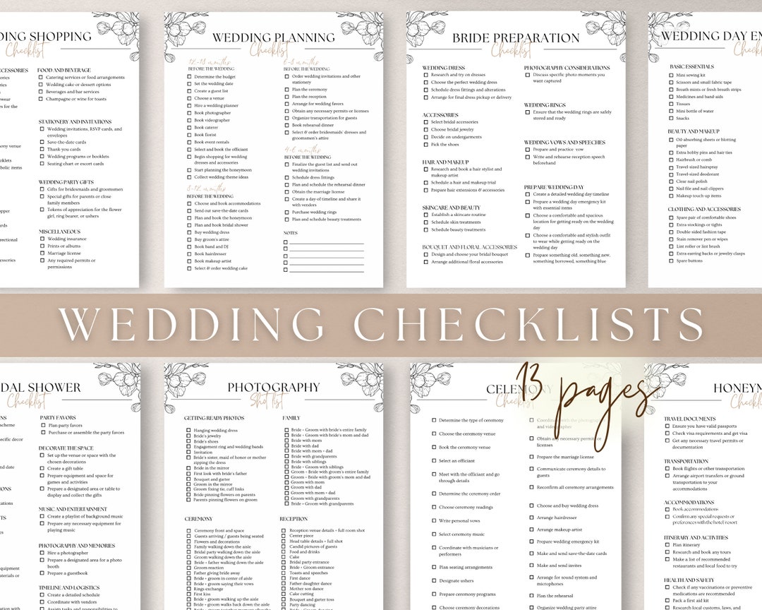 Wedding Planning Checklist Canva Template Editable Wedding - Etsy