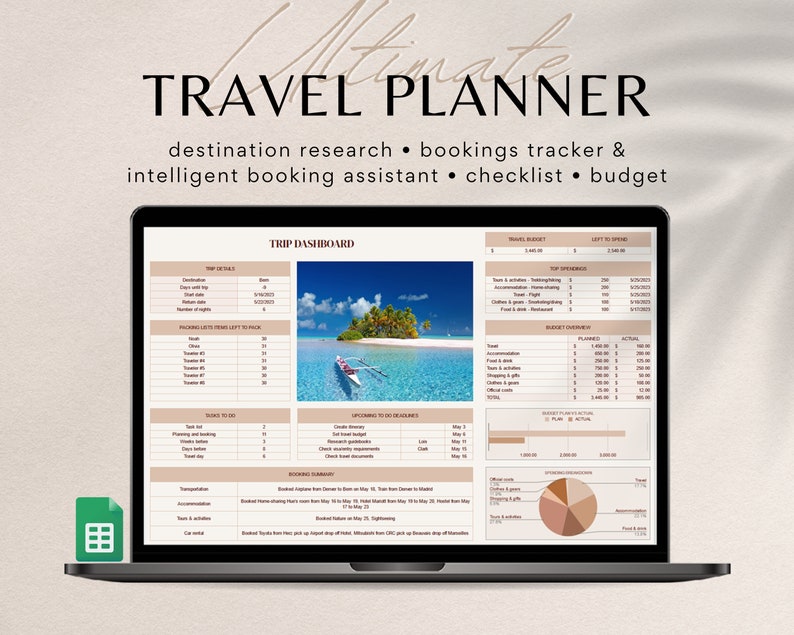 Ultimate Travel Planner, Google Sheets Spreadsheet, Travel Budget ...