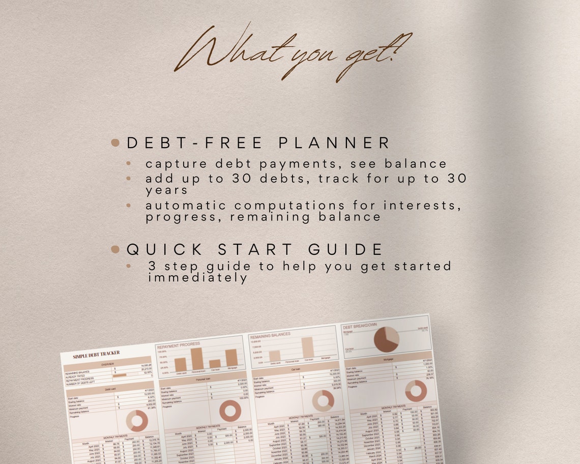 Simple Debt Payoff Tracker, Google Sheets Debt Spreadsheet, Debt ...