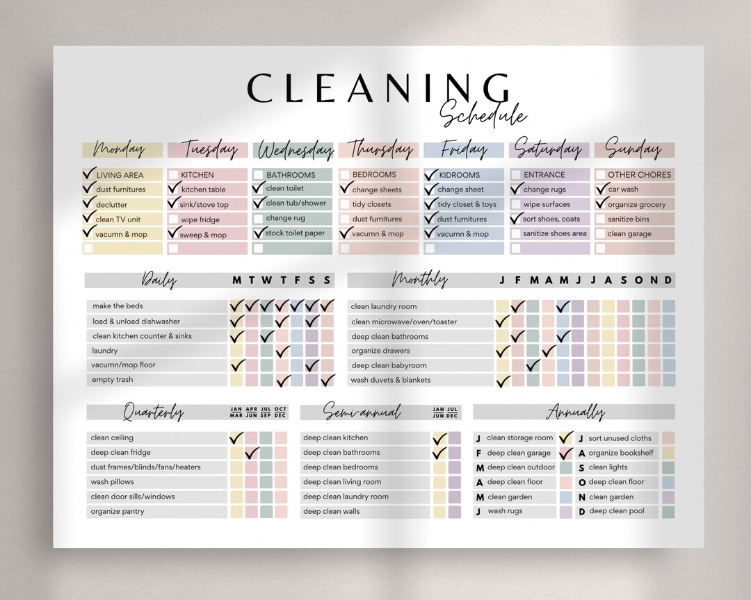 Cleaning Schedule Checklists Canva Template, Cleaning PDF, Editable PDF ...