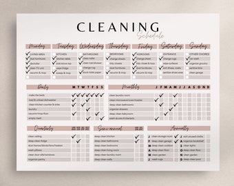 Cleaning Schedule Checklists Canva Template, Cleaning PDF, Editable PDF ...