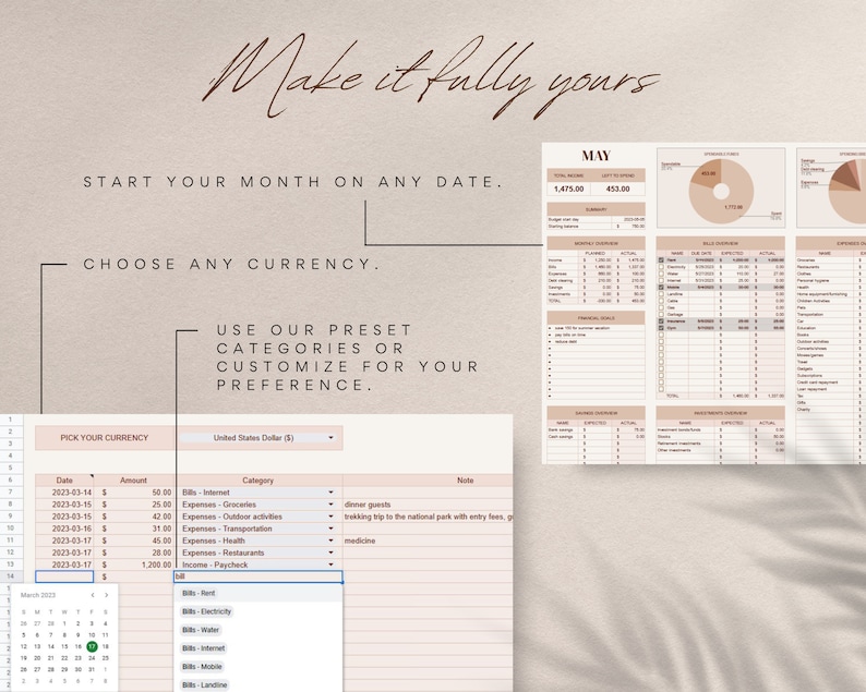 Monthly Budget Planner Google Sheets Budget Planner Budget - Etsy