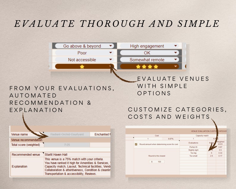Wedding Venue Comparison Spreadsheet for Google Sheets, Wedding Planner ...