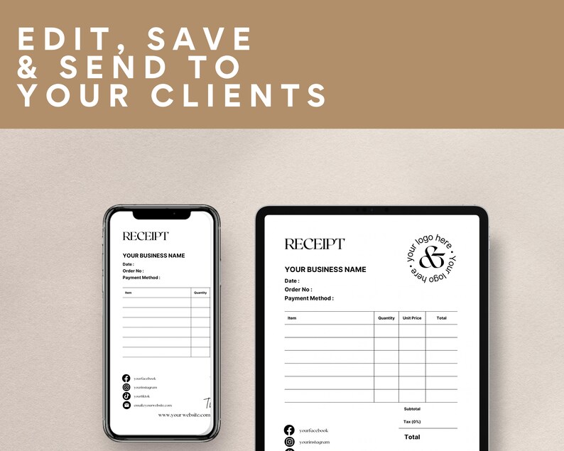 Printable Receipt Template, Canva Receipt Template, PDF Receipt ...