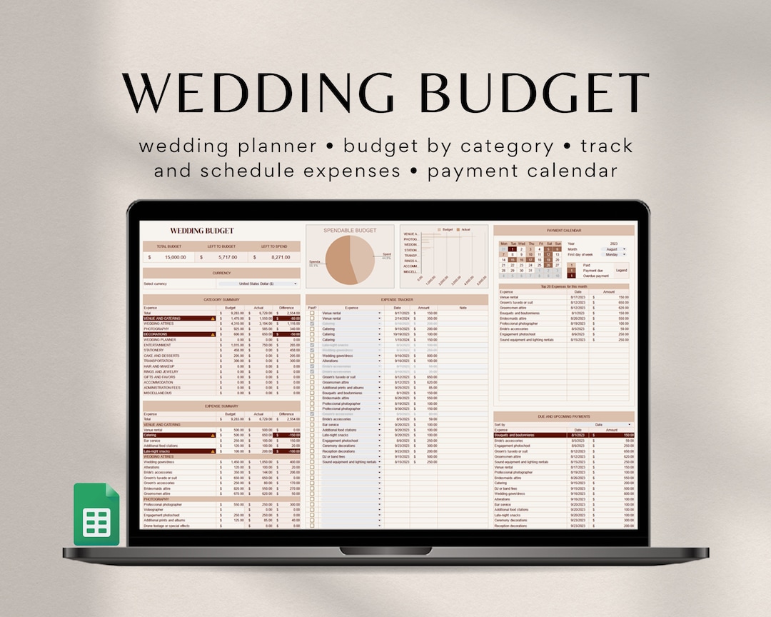 Wedding Budget Planner, Google Sheets Budget Planner, Wedding Expense ...