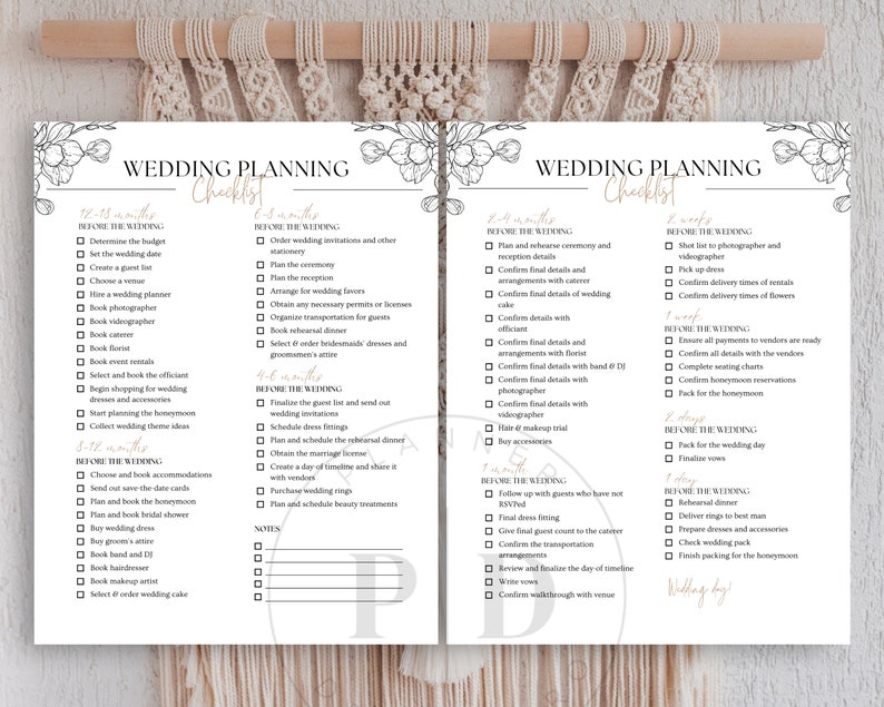 Wedding Planning Checklist Canva Template, Editable Wedding Checklists ...
