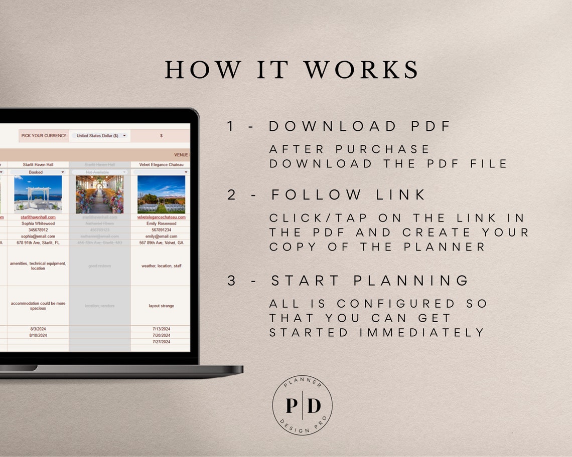Wedding Venue Comparison Spreadsheet for Google Sheets, Wedding Planner ...