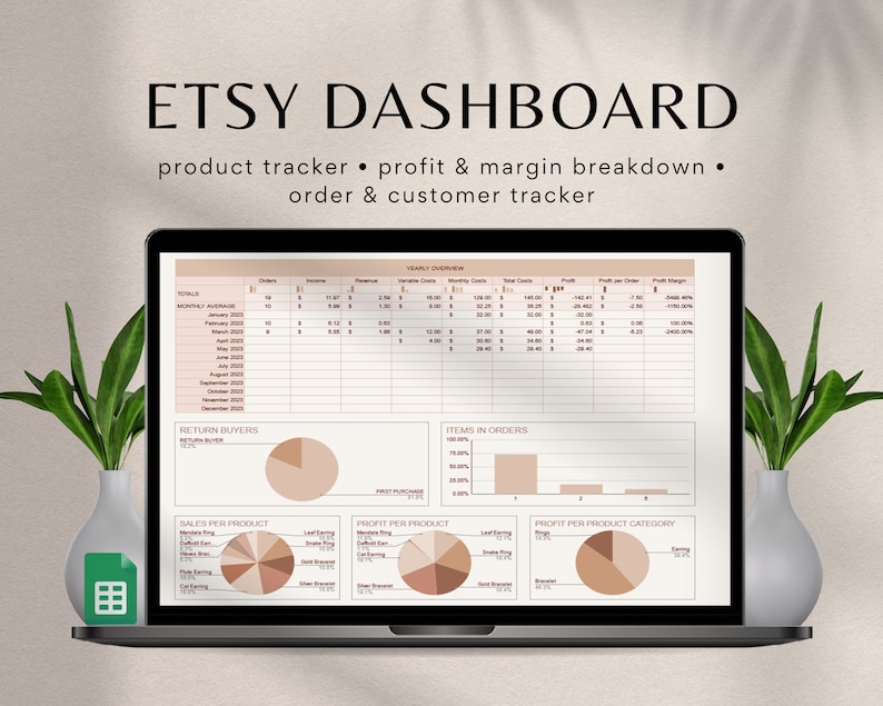 Etsy Sales Dashboard, Google Sheets Sales Planner, Sales Template ...