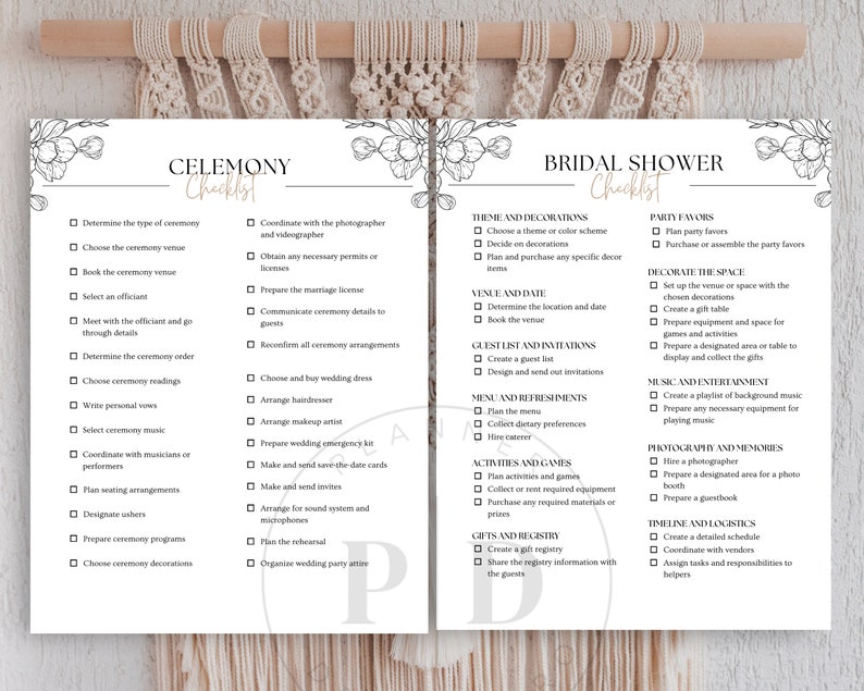 Wedding Planning Checklist Canva Template, Editable Wedding Checklists ...