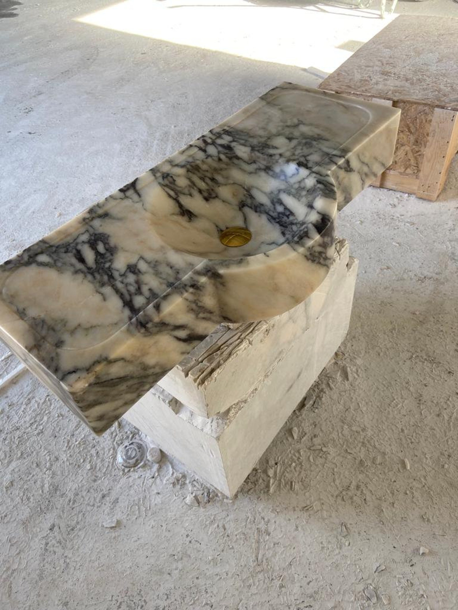 Calacatta Violet Marble Sink, Wall Mounted Marble Vanity, Natural Stone ...