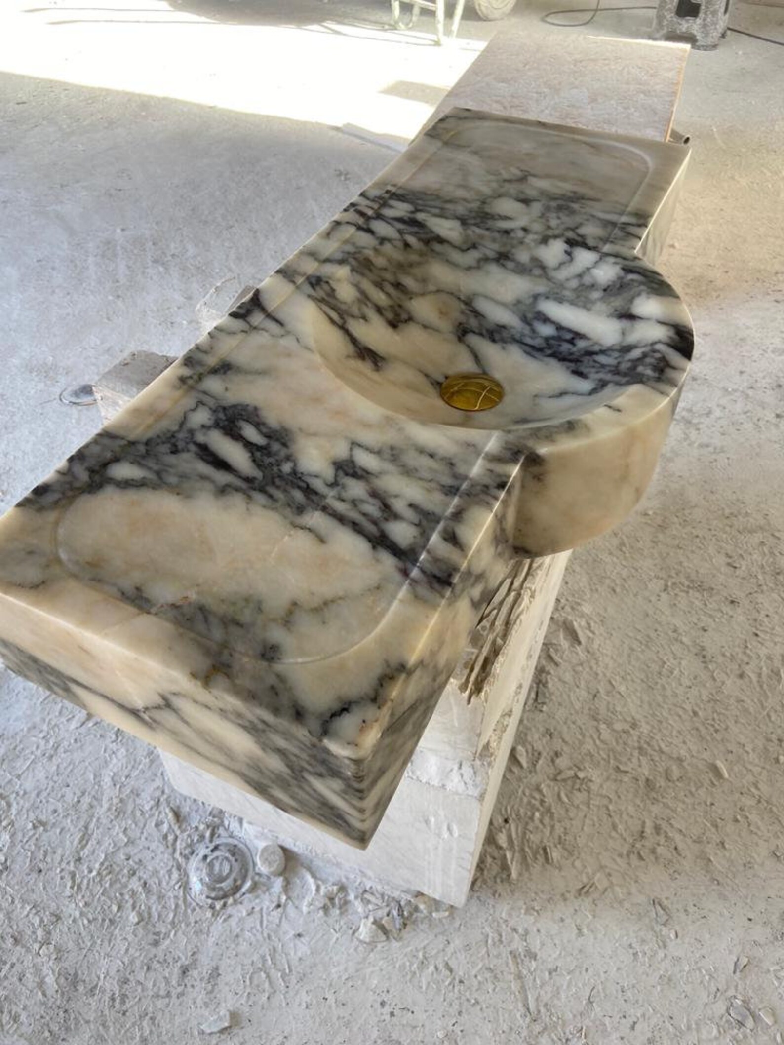 Calacatta Violet Marble Sink, Wall Mounted Marble Vanity, Natural Stone ...