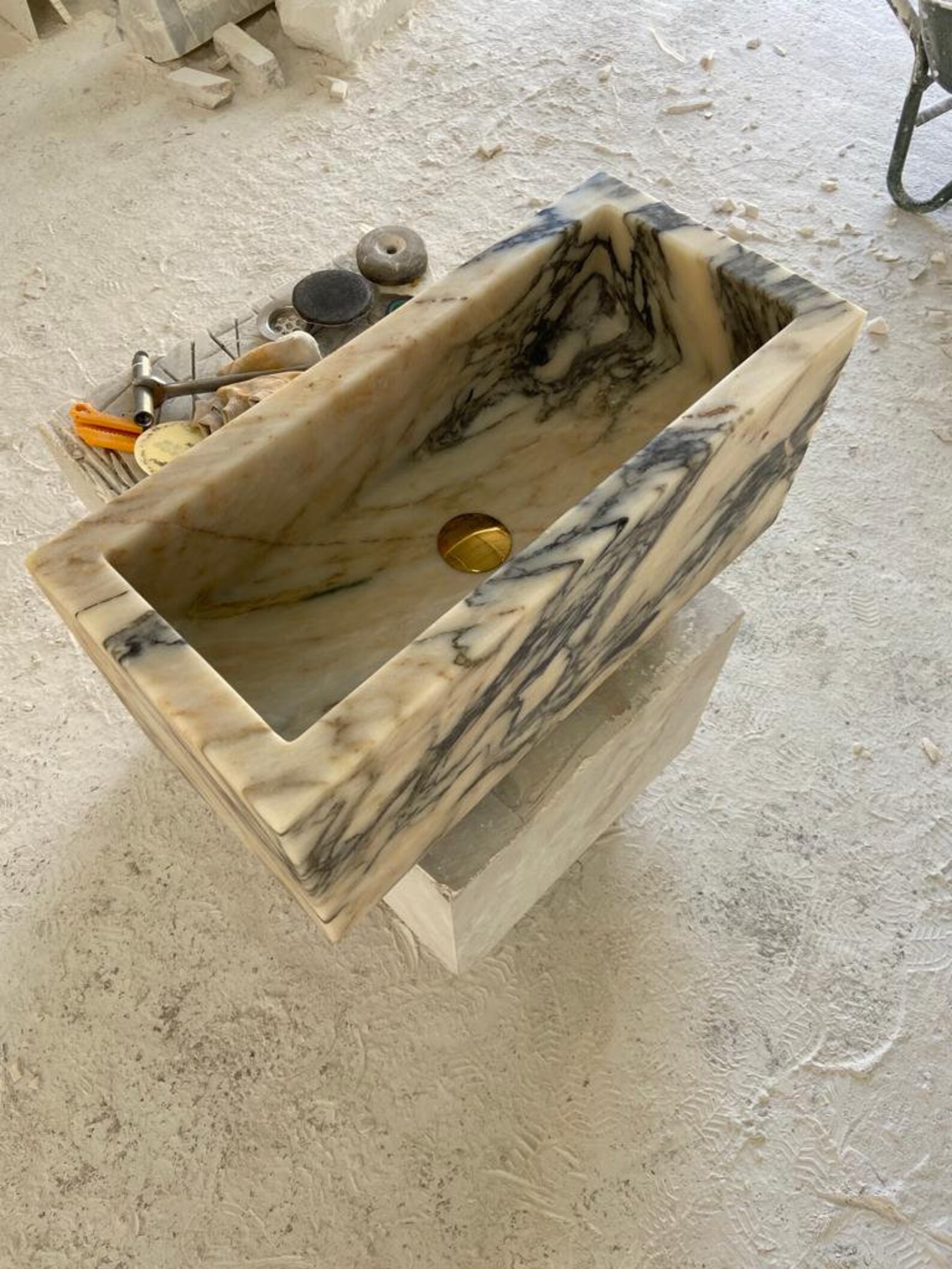 Calacatta Violet Marble Sink Basin, Handmade Marble Vanity, Custom ...