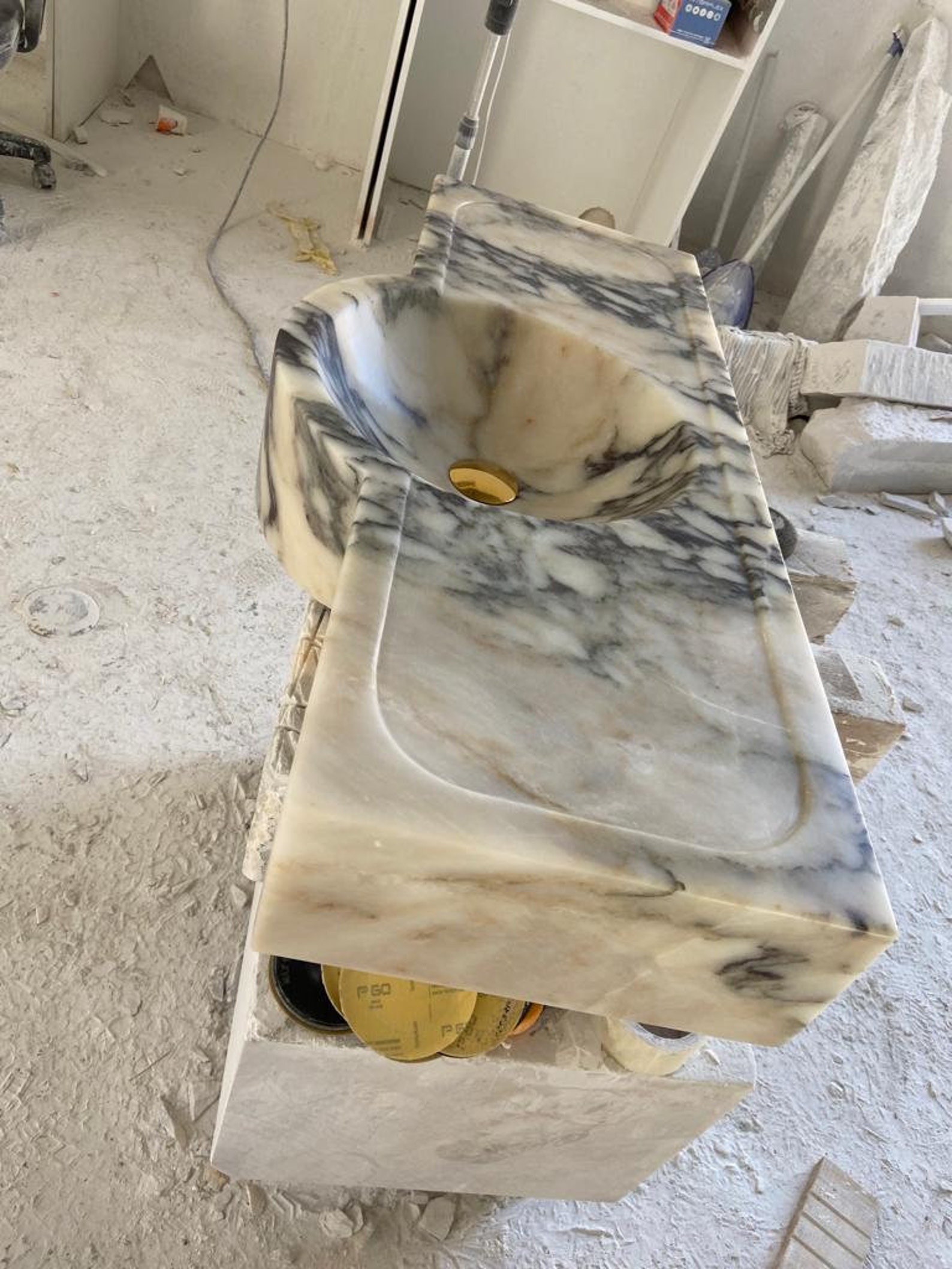 Calacatta Violet Marble Sink, Wall Mounted Marble Vanity, Natural Stone ...