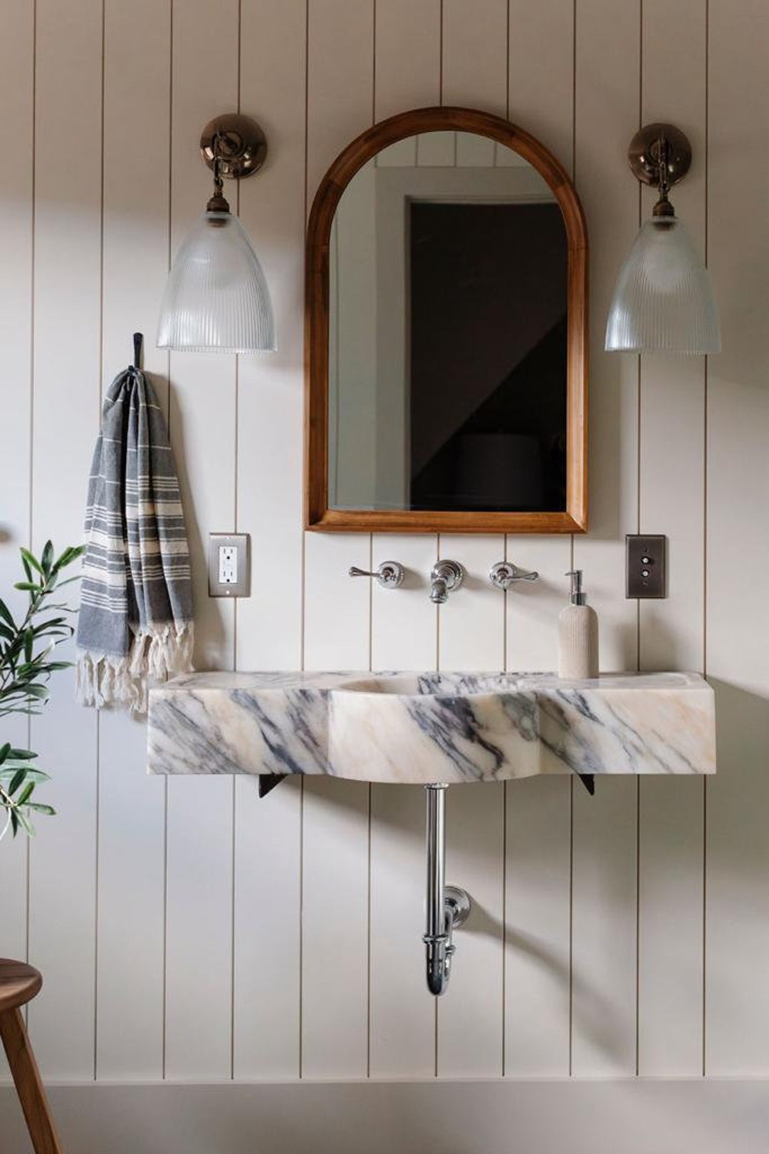 Calacatta Violet Marble Sink, Wall Mounted Marble Vanity, Natural Stone ...