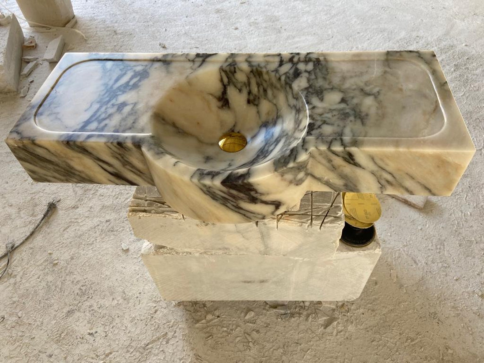 Calacatta Violet Marble Sink, Wall Mounted Marble Vanity, Natural Stone ...