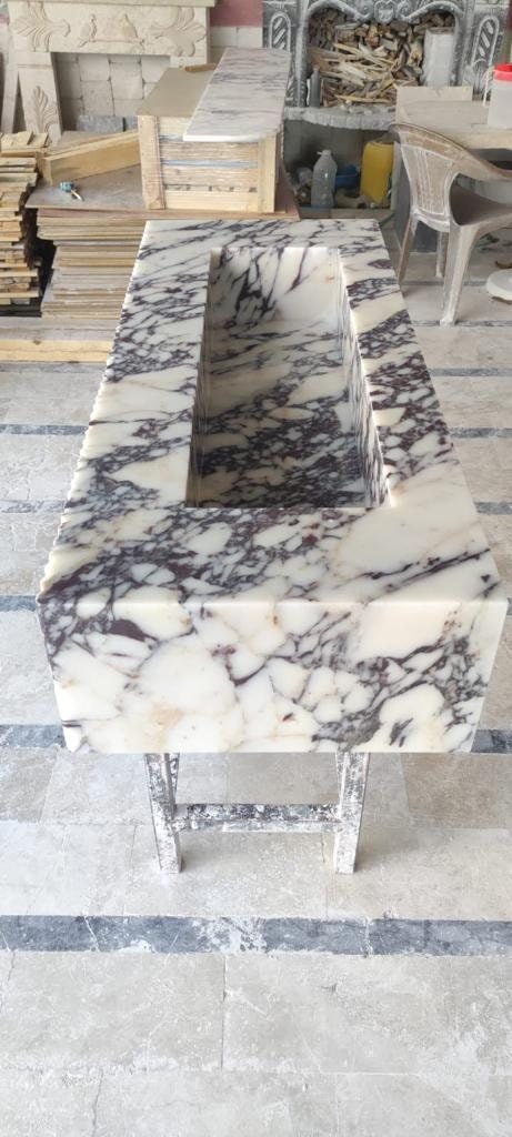 Custom Calacatta Violet Marble Sink, Wall Mounted Marble Sink, Large ...