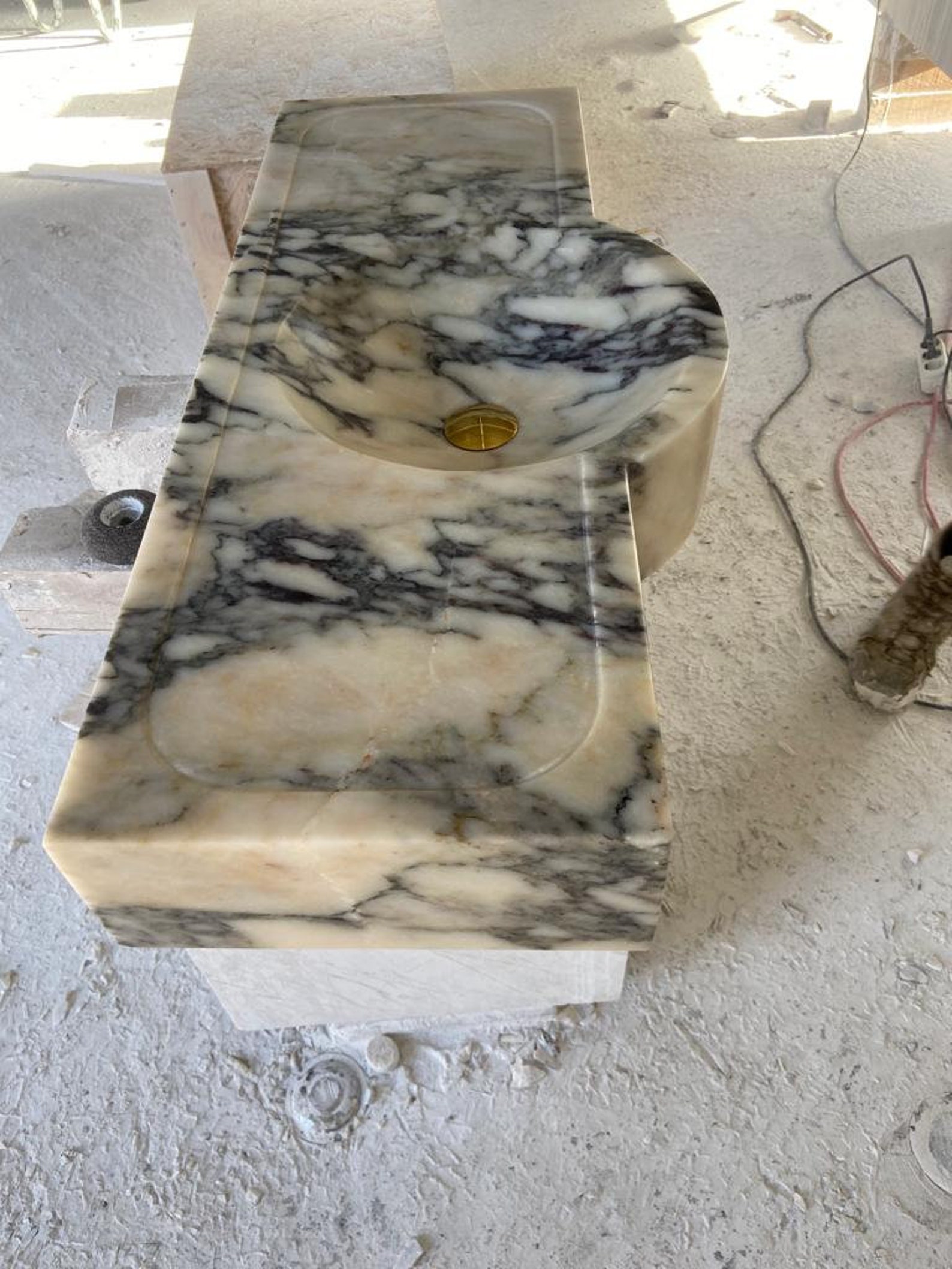 Calacatta Violet Marble Sink, Wall Mounted Marble Vanity, Natural Stone ...