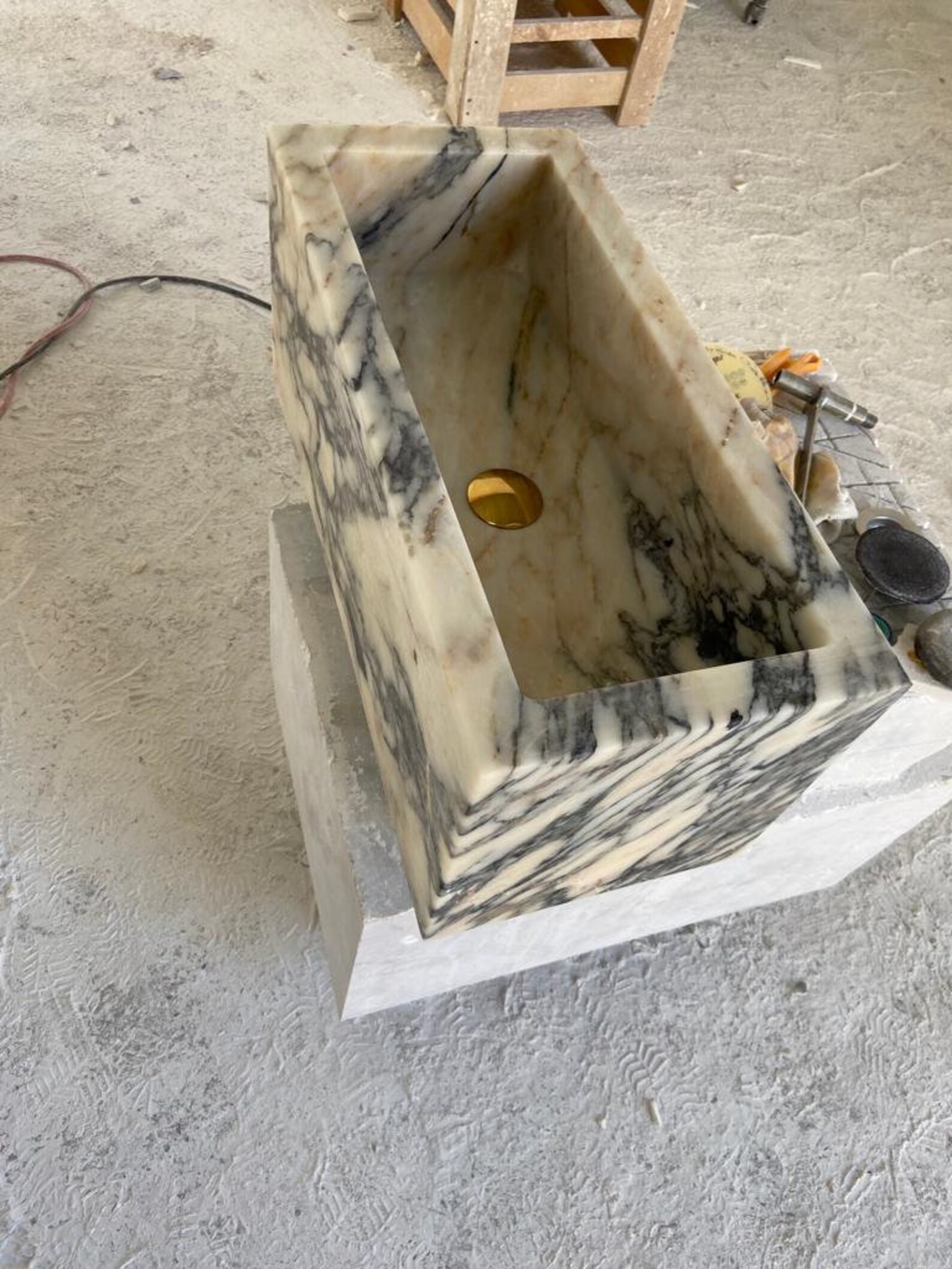 Calacatta Violet Marble Sink Basin, Handmade Marble Vanity, Custom ...