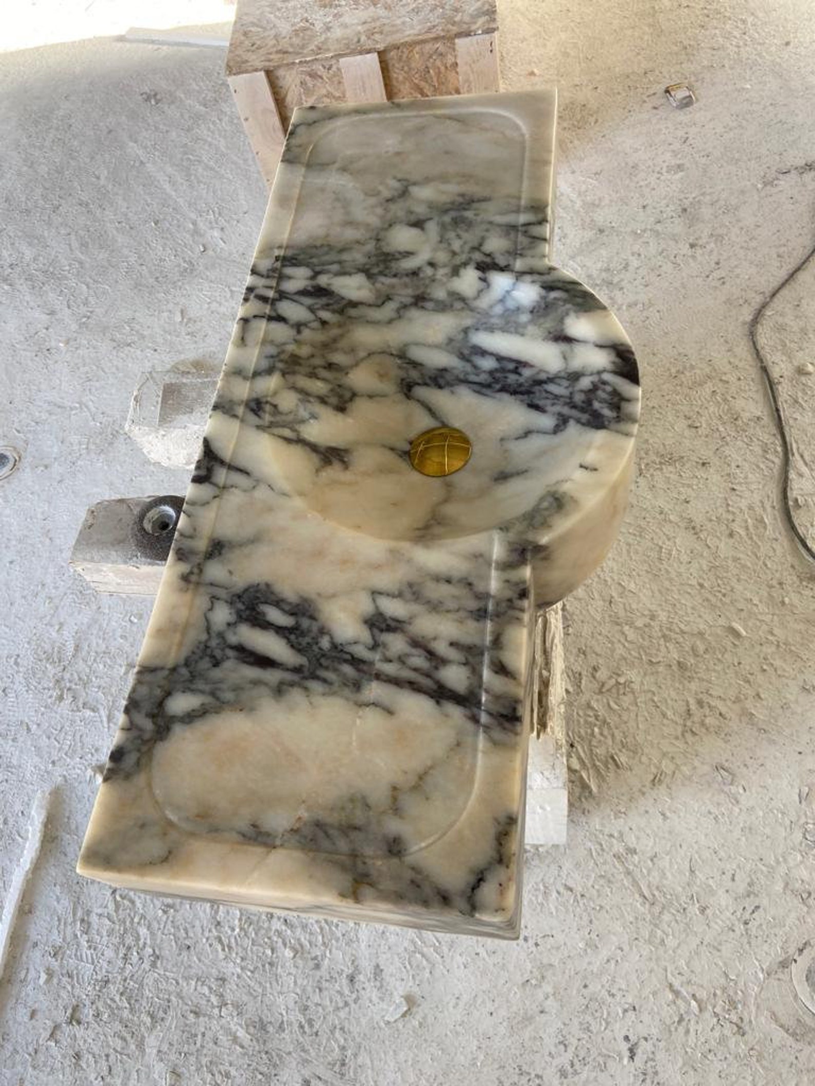 Calacatta Violet Marble Sink, Wall Mounted Marble Vanity, Natural Stone ...