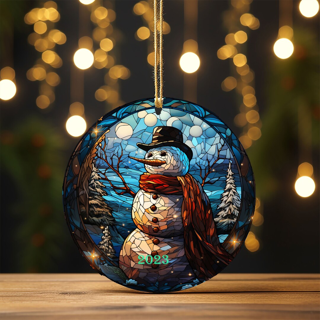 Custom Stain Glass Snowman Ornament Christmas Decoration - Etsy