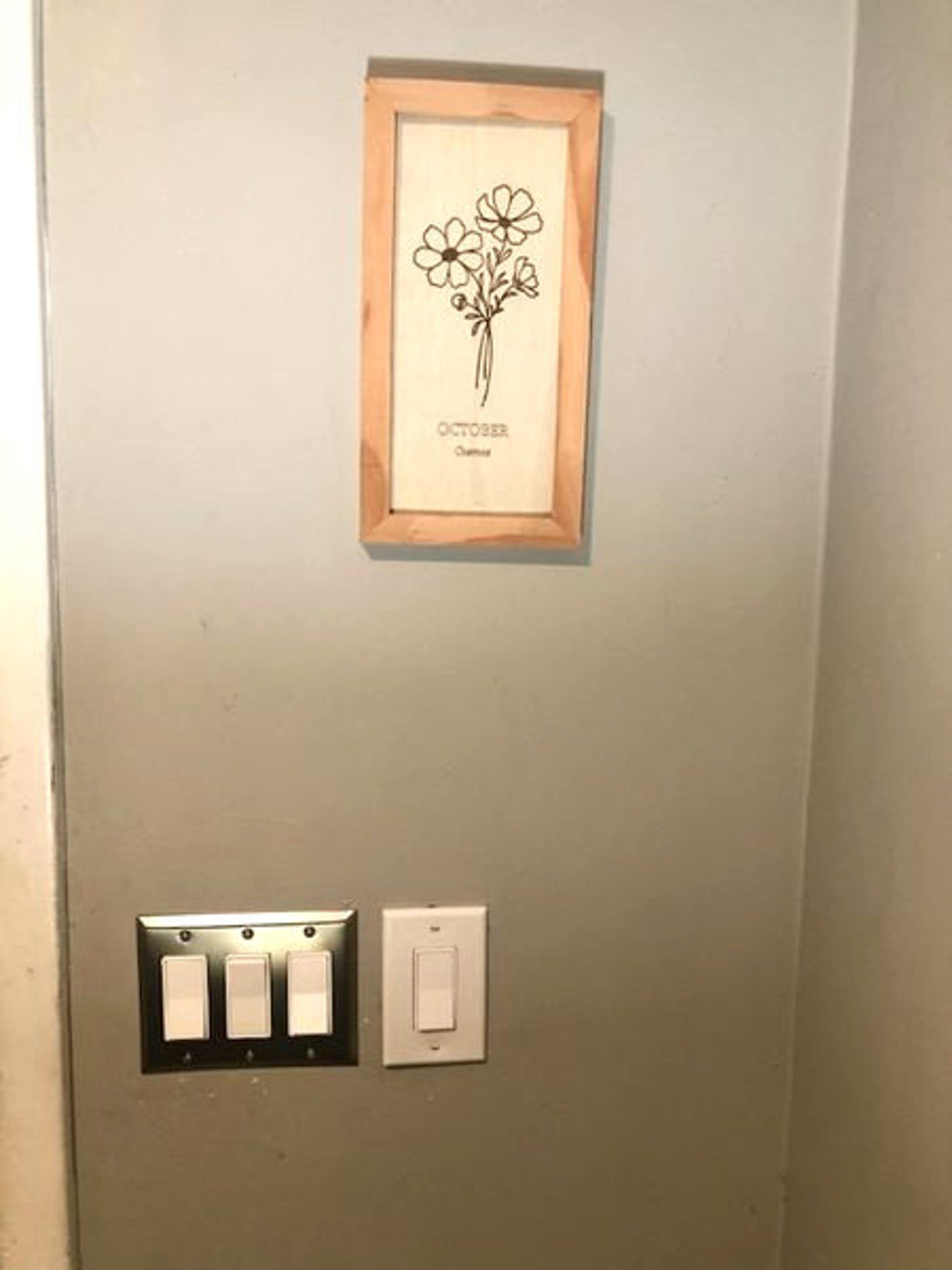 Recycled Vintage Douglas Fir Framed Cosmos Flower October Birth Month ...