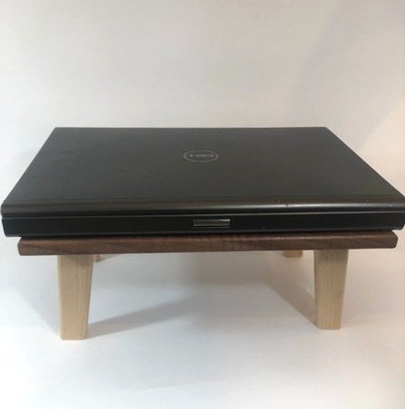 Mini Desk/ Tiny Table / Laptop Stand -- Light Walnut and Maple Wood ...