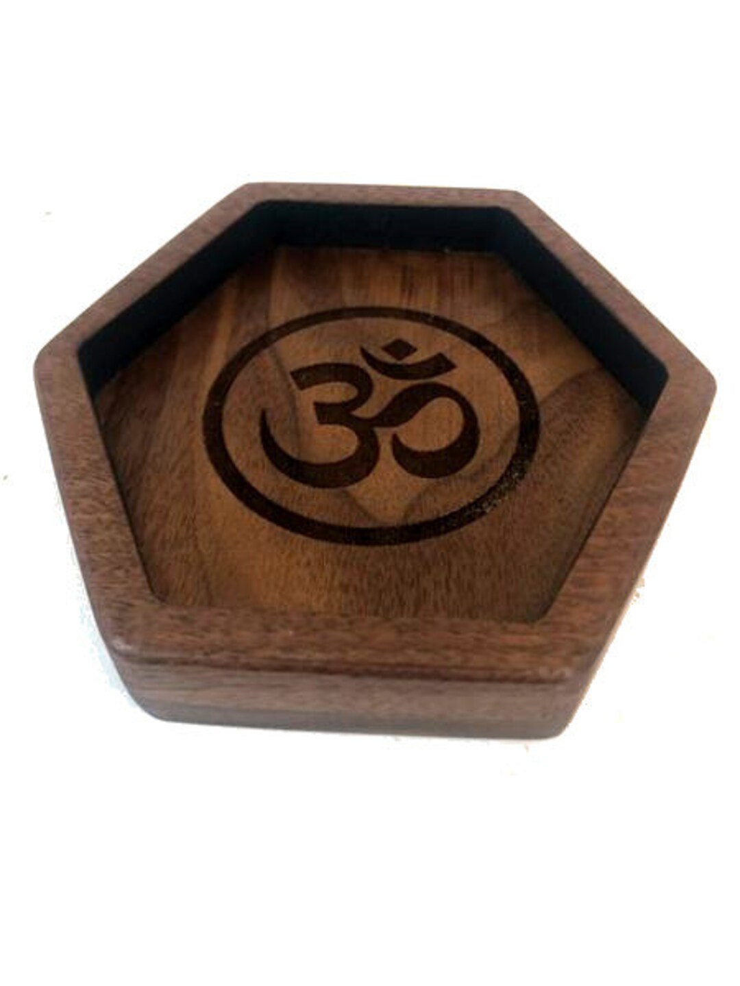 Hexagon Om Meditation Symbol, Walnut Change Jewelry Ring Dish Tray ...
