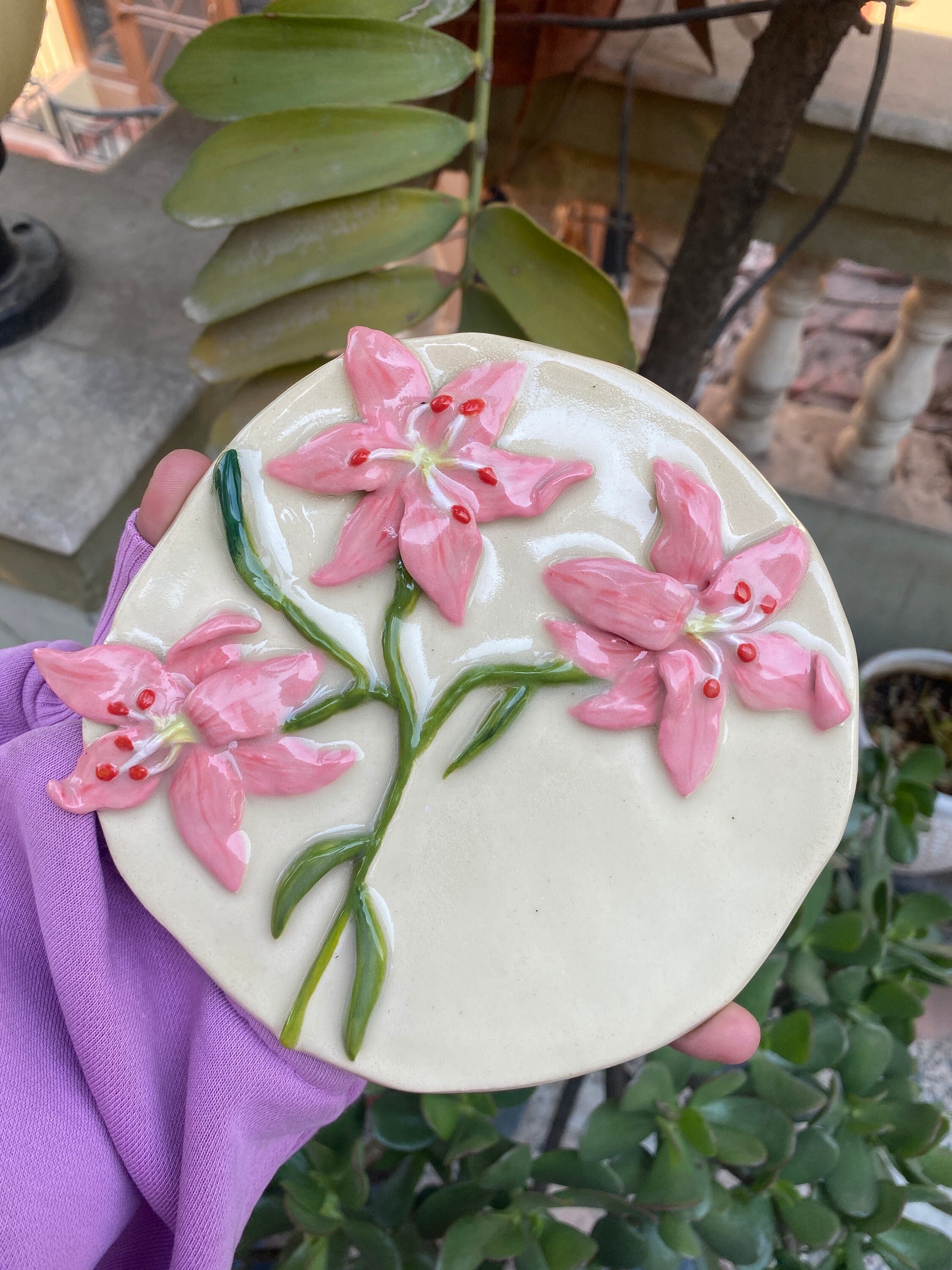 Lily Themed Cup and Saucer| Handmade Custom Flower Cup Set | Ceramic ...