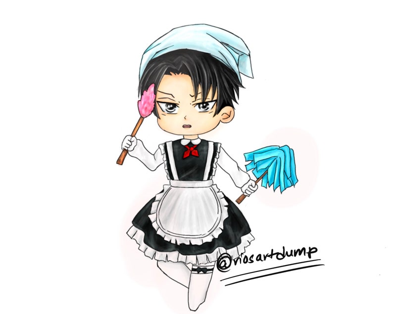 Maid Levi Ackerman Cute Decal Attack on Titan Art - Etsy