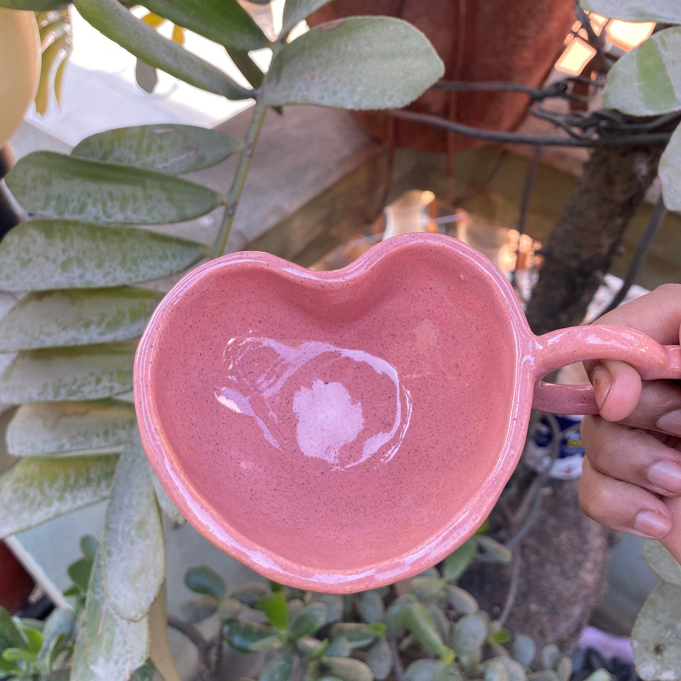Handmade Heart-shaped Ceramic Cup Pink Ceramic 240-280 Ml - Etsy