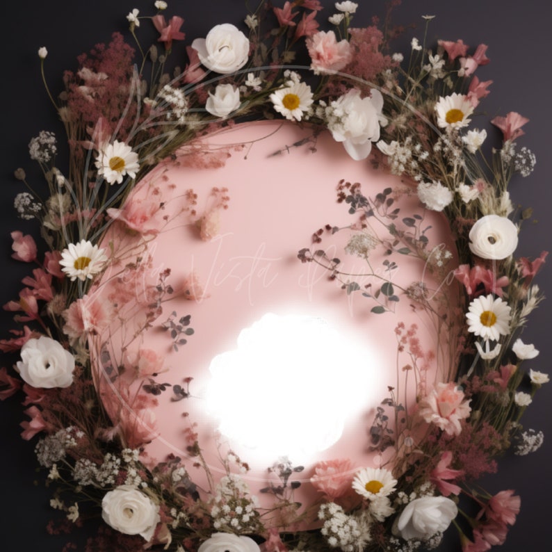 Newborn Face Insert, Digital Backdrop, Floral Boho, Digital Background ...