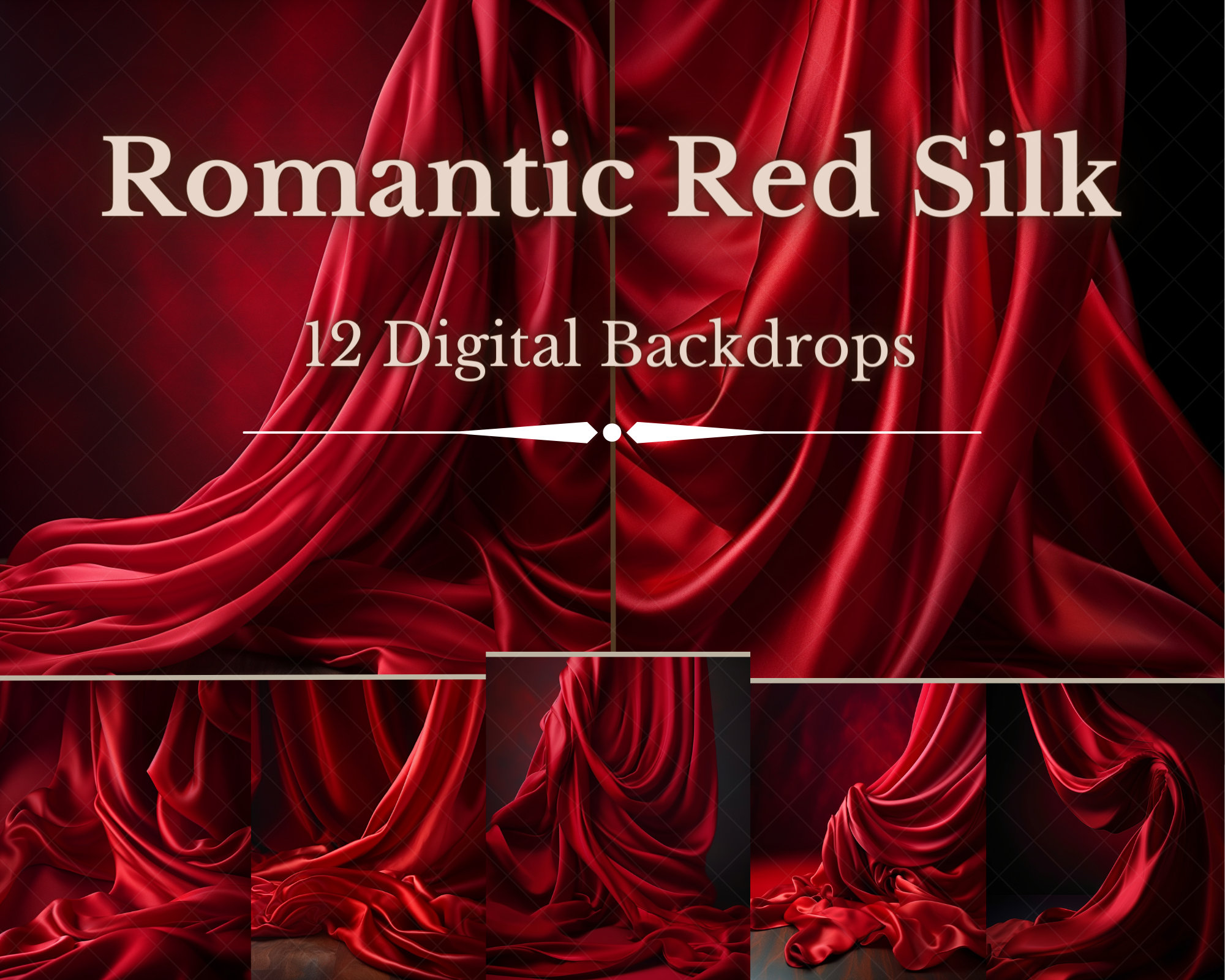 Romantic Red Silk Digital Backdrops, Maternity Boudoir Digital Backdrop ...