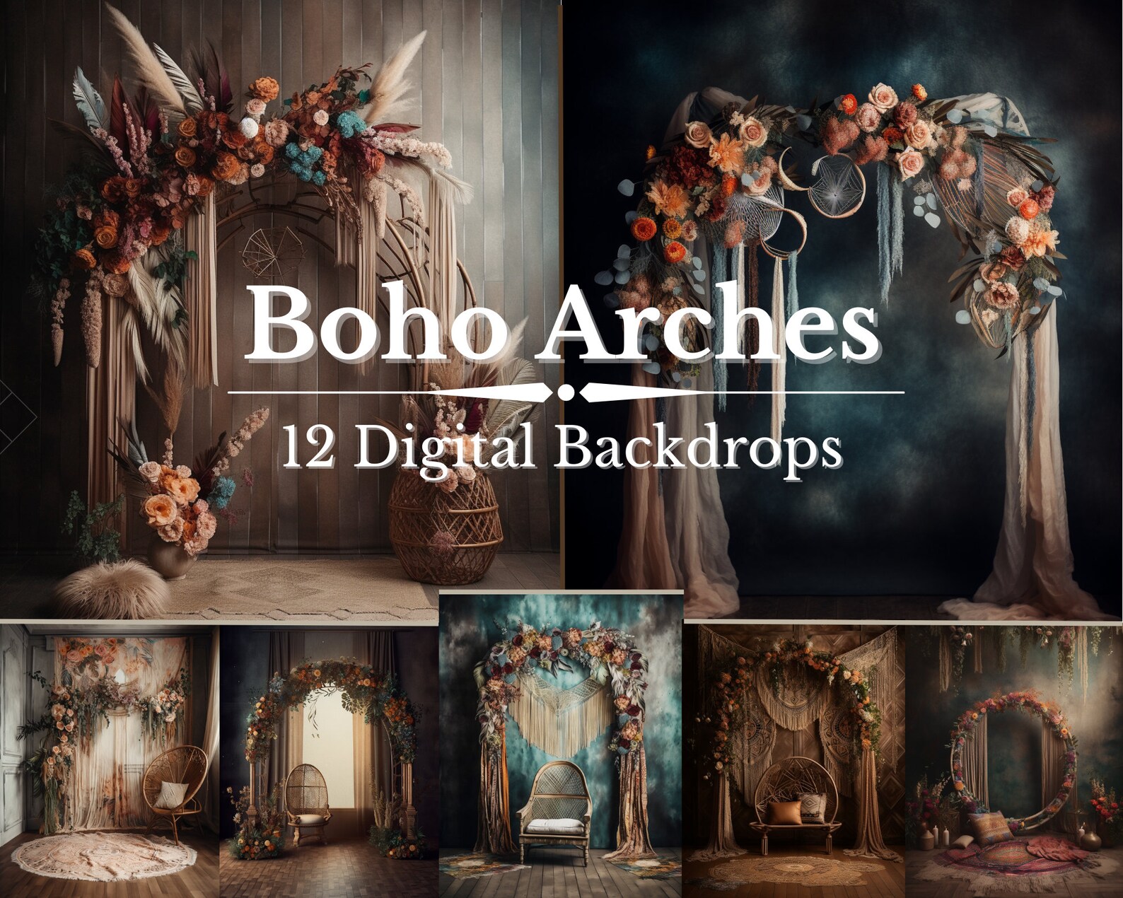 Bold Boho Arches - 12 Digital Backdrops, Maternity Boudoir Digital ...