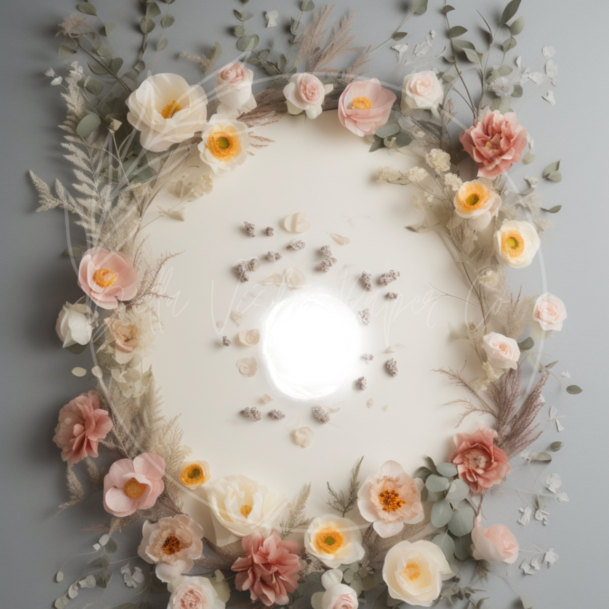 Newborn Face Insert, Digital Backdrop, Floral Boho, Digital Background ...