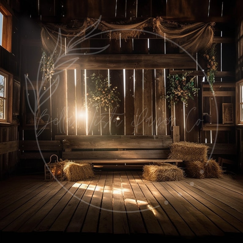 Warm Rustic Barn Room - 12 Digital Backdrops, Maternity Boudoir Digital ...