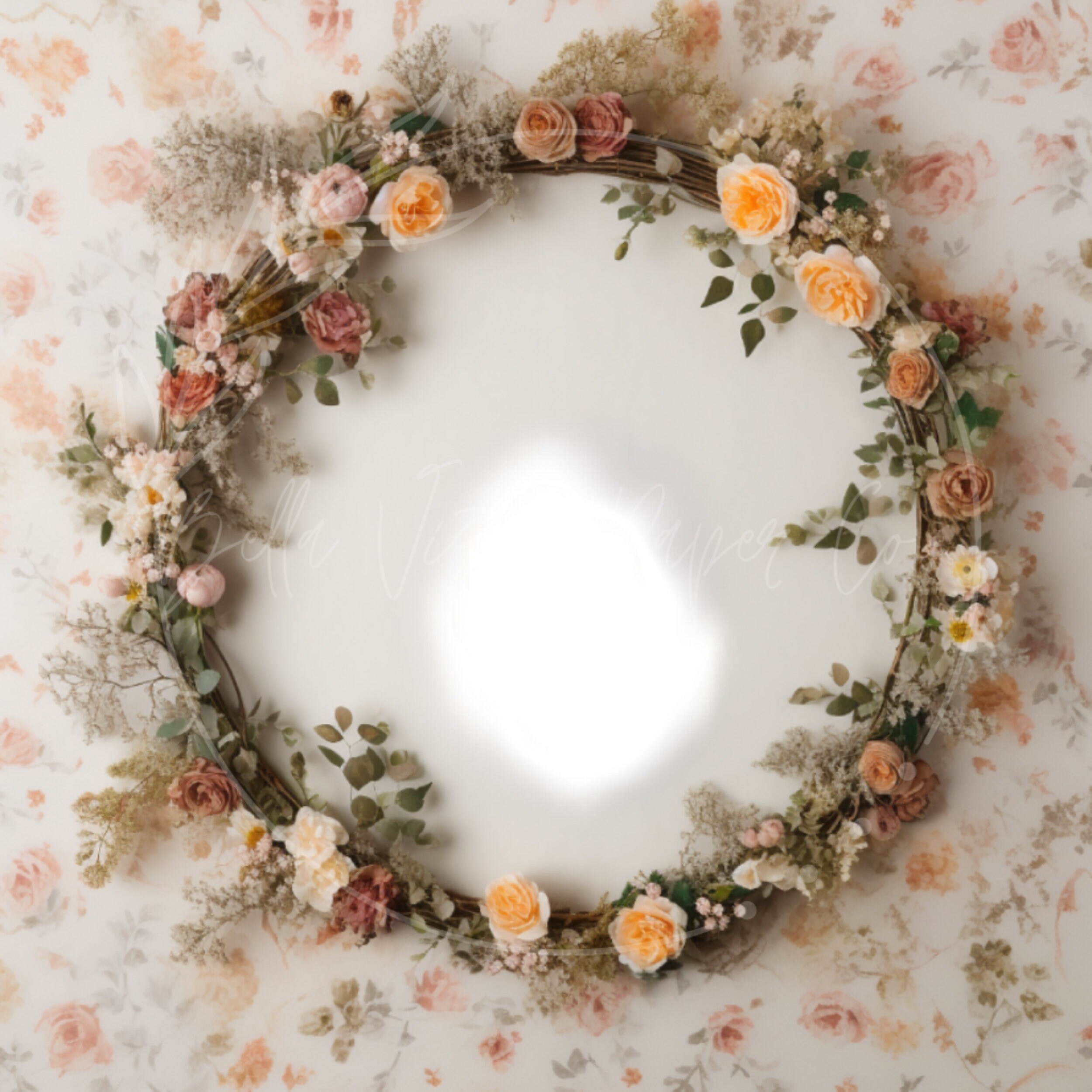 Newborn Face Insert, Digital Backdrop, Floral Boho, Digital Background ...