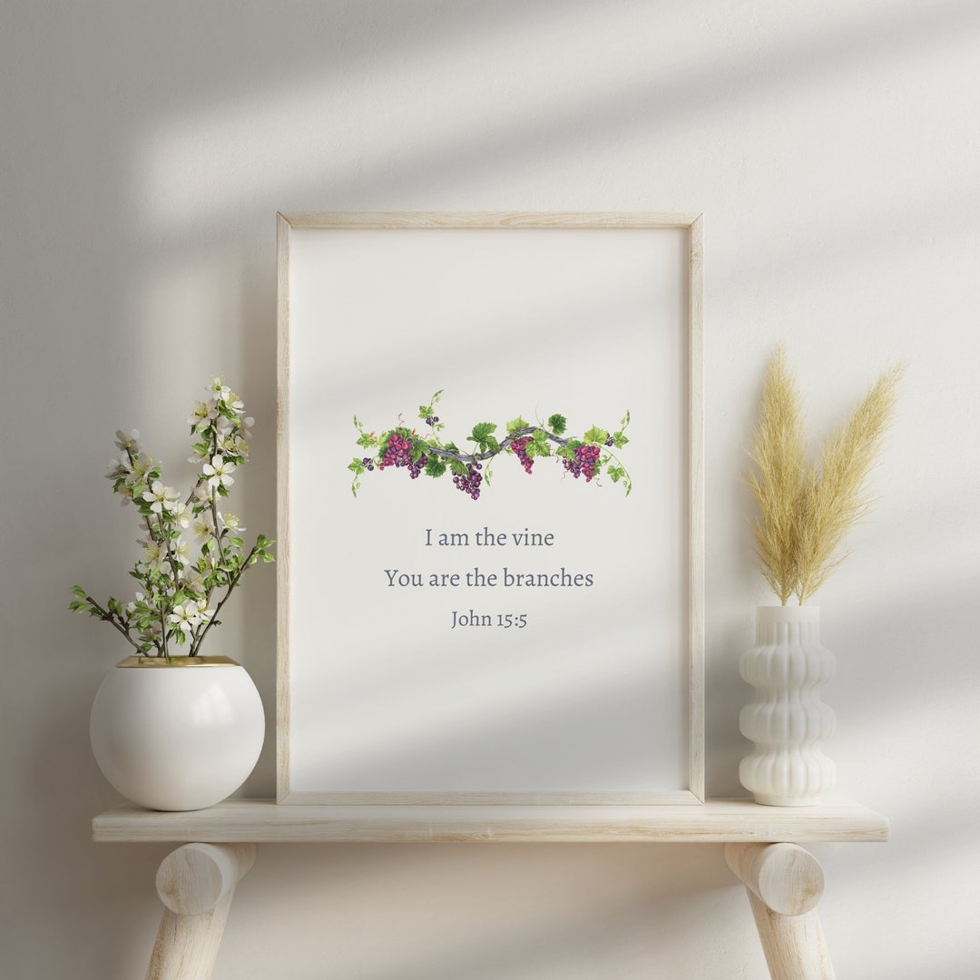 John 15:5 Bible Verses Wall Art, Inspirational Scripture Print ...
