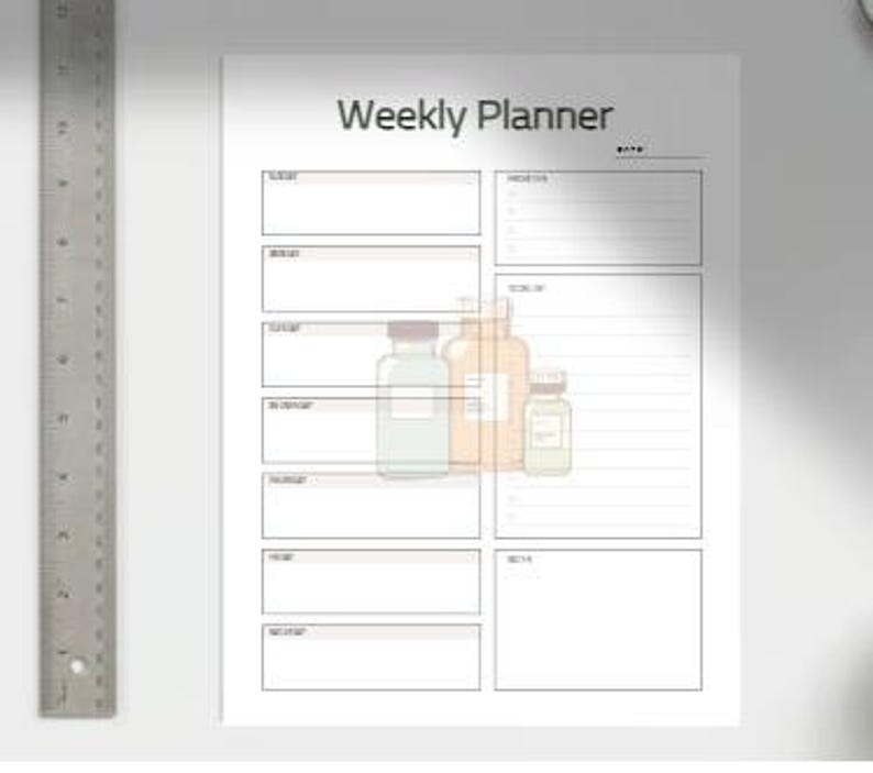 Pharmacist Themed Printable Weekly Planner, Weekly Calendar, Pharmacist ...