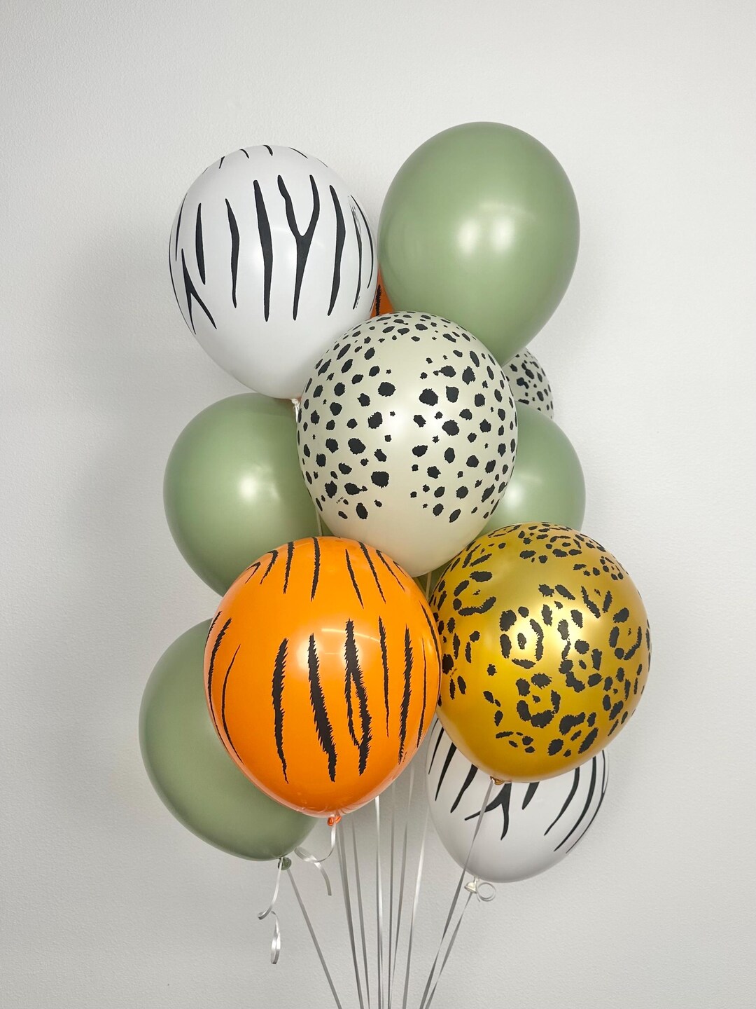 Safari Balloons, 11" Jungle Balloons, Wild One, Cheetah, Zebra, Tiger ...