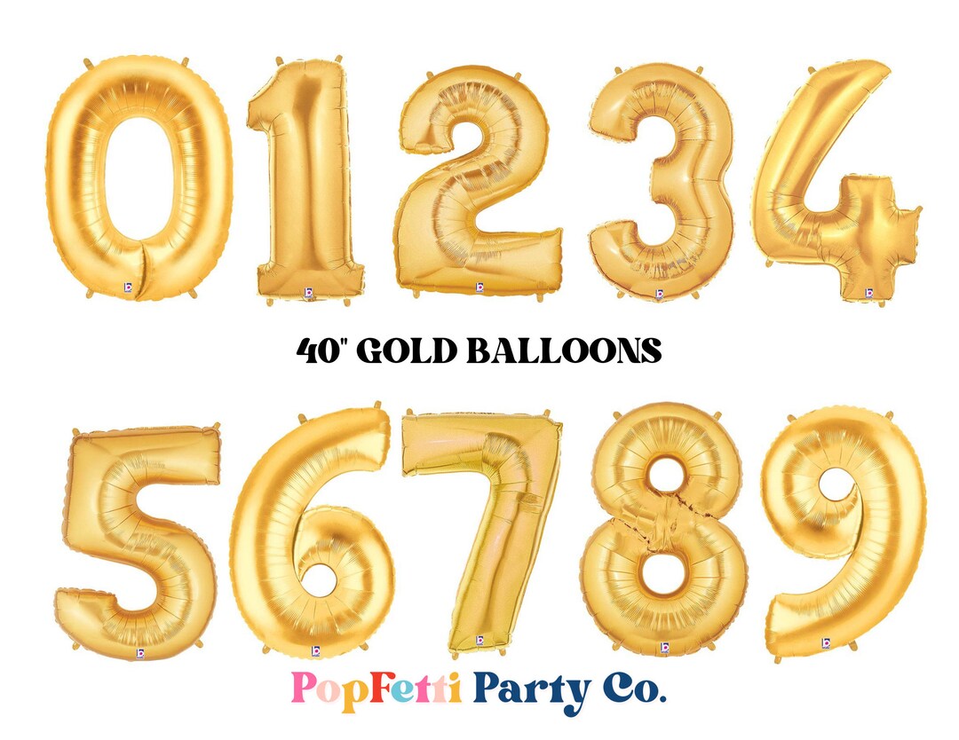 Giant 40” Gold Number Balloons, Birthday Balloons, Party Decorations ...