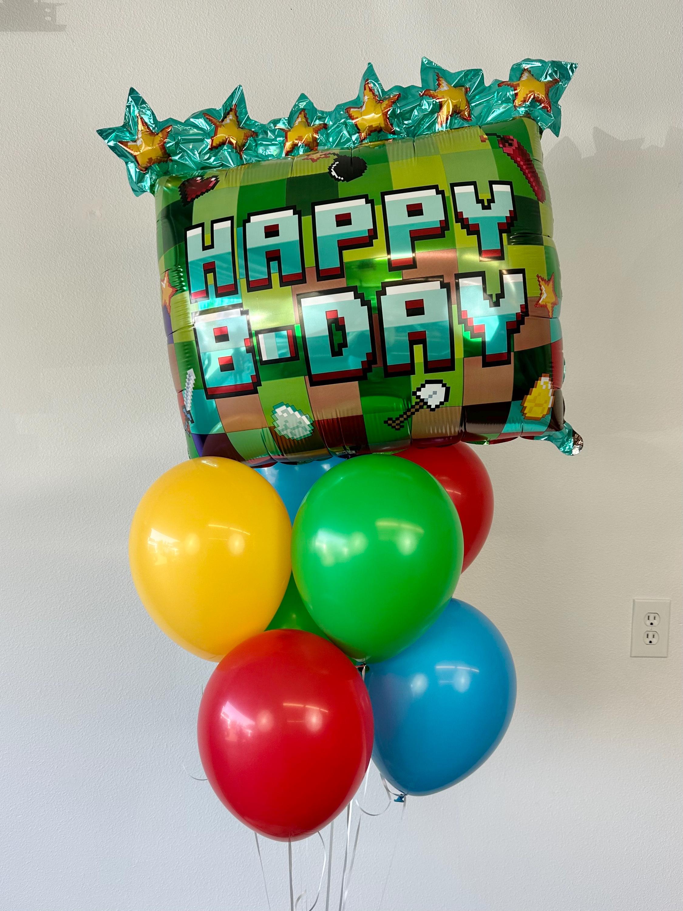 Pixel Balloons, Mine Craft Balloon Bouquet, Video Game Decor, Pixel ...