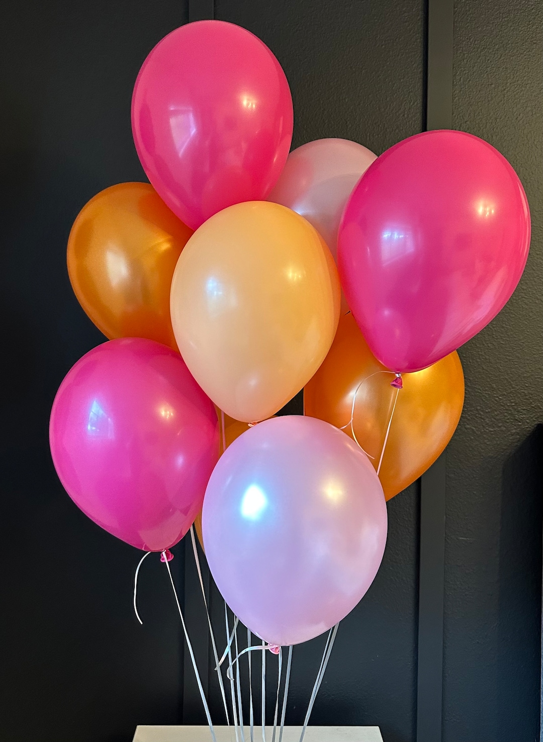 Balloon Bouquet, 11 Pink Orange Balloons, Pink Grapefruit Balloons ...