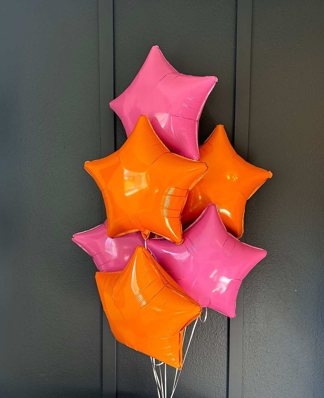 Balloon Bouquet, 19 Pink and Orange Star Balloons, Pink Grapefruit ...