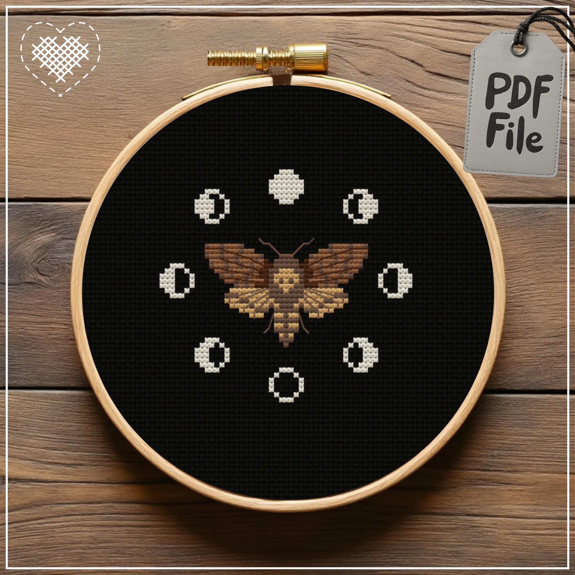 Death Head Moth Digital Cross Stitch Pattern Halloween Witchy Gothic ...